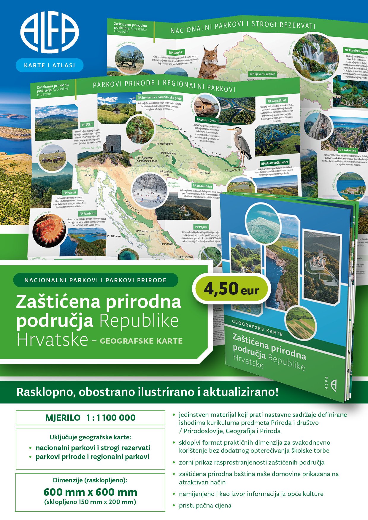 Zaštićena prirodna područja RH - geografske karte | Alfa Kabinet